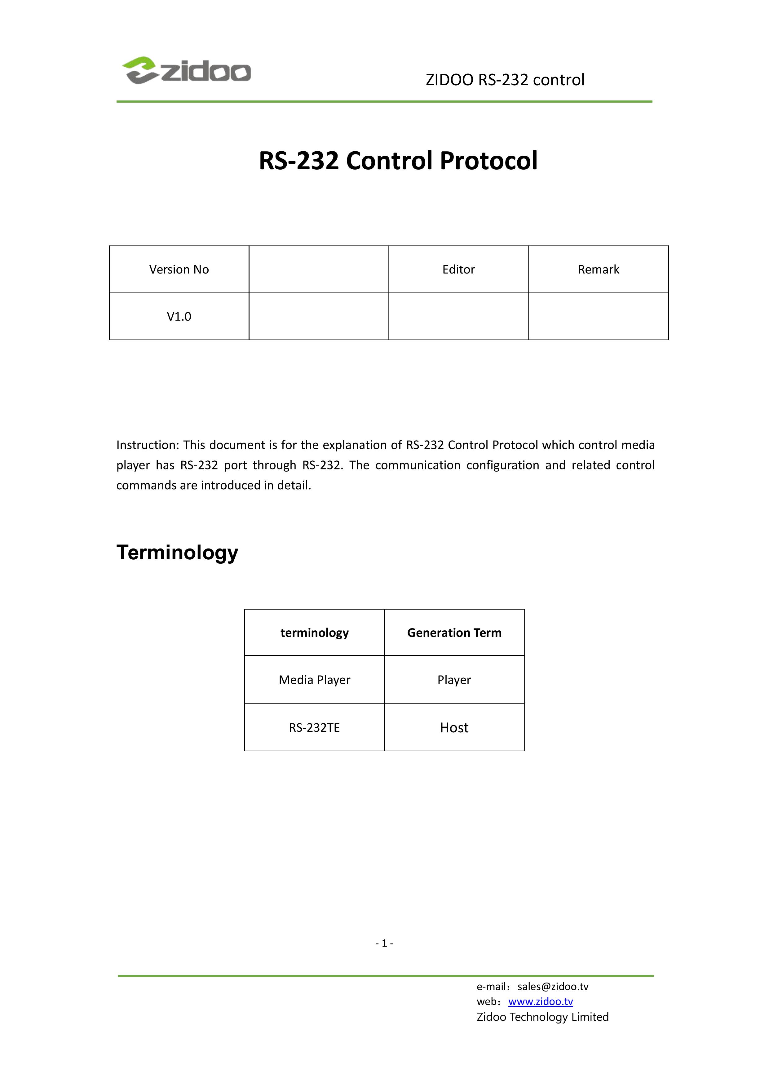 rs232 protocol